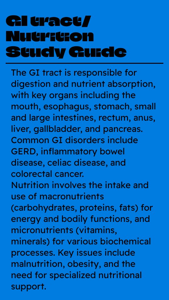 GI tract/Nutrition Study Guide