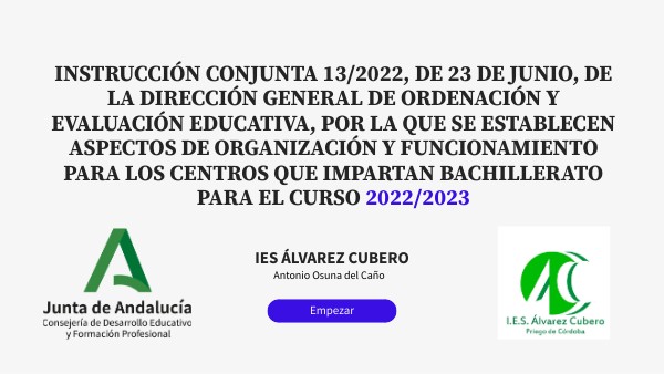 INSTRUCCIONES BACH 2022/2023 | Genially