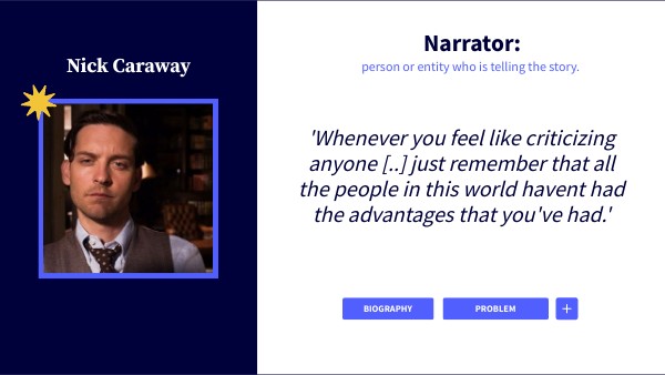 Narrator: Nick Carraway Infographic