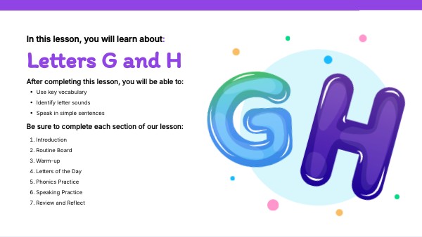 Letters G and H