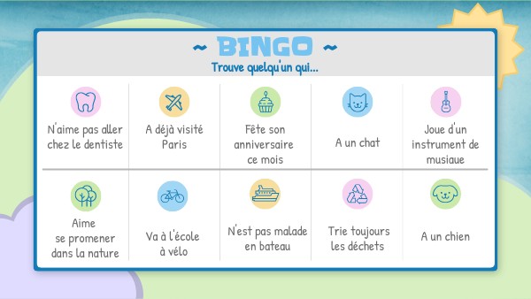 Bingo - trouve quelqu'un qui | Genially