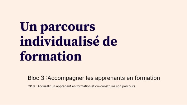 Un parcours individualisé de Formation | Genially