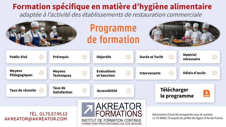 Formation spécifique en matière d’hygiène alimentaire