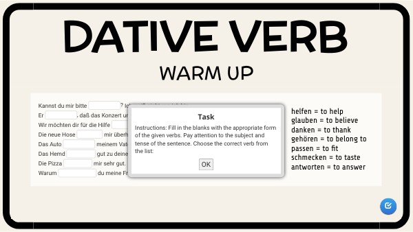 DATIVE VERB WARM UP