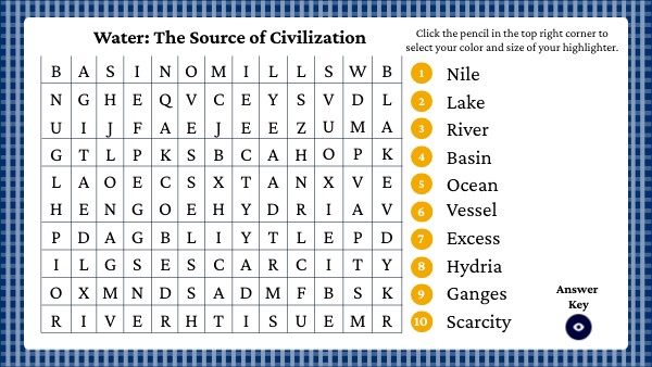 Water Word Search