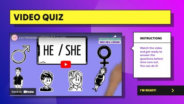 Quiz PRONOMS PERSONNELS SUJETS