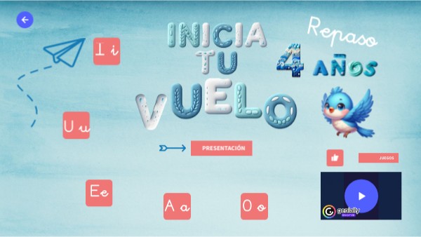 Inicia tu vuelo-Repaso vocales 4 años | Genially