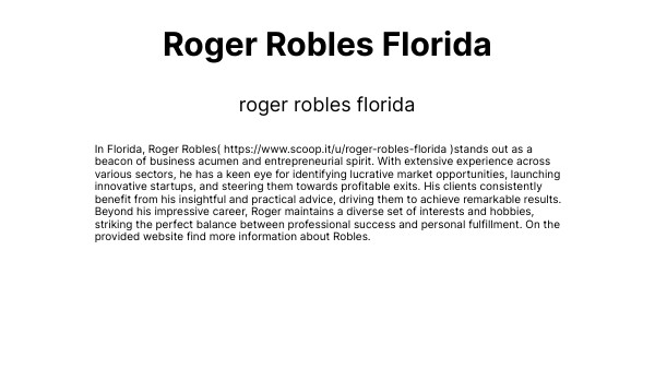 Roger Robles Florida