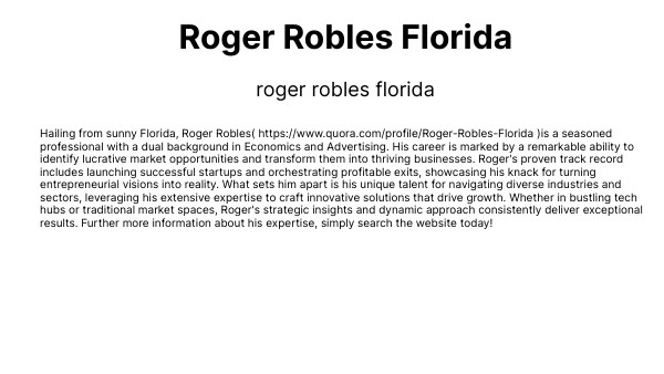 Roger Robles Florida