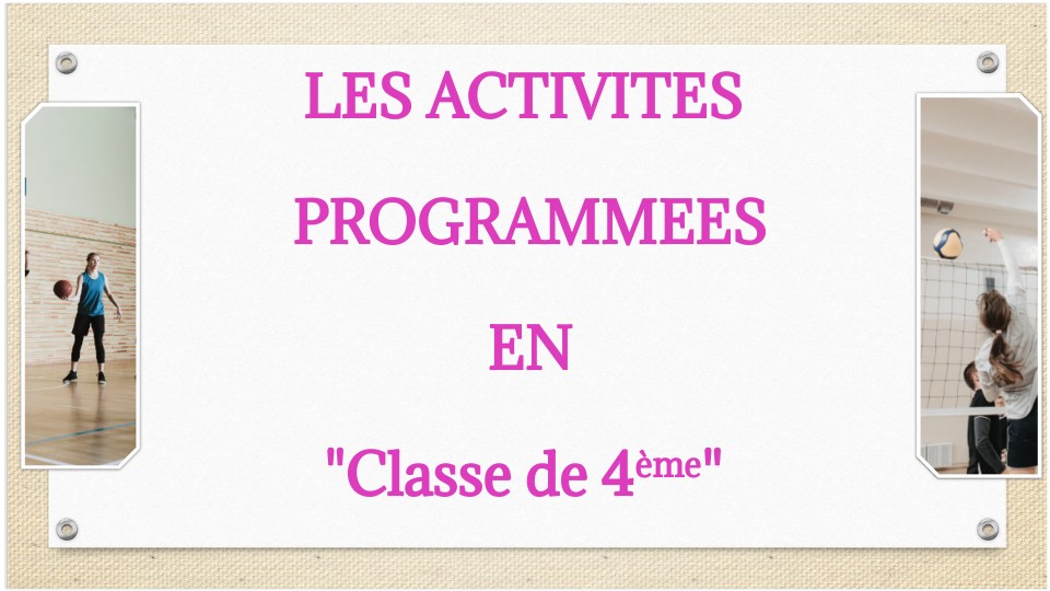 Les activités programmées en 4ème | Genially