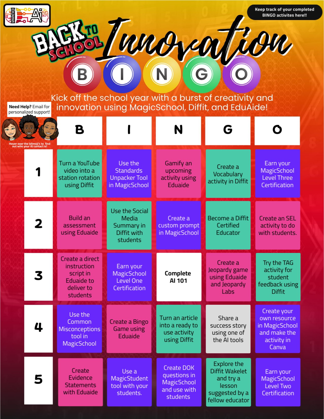 Back 2 School Innovation Bingo | Genially