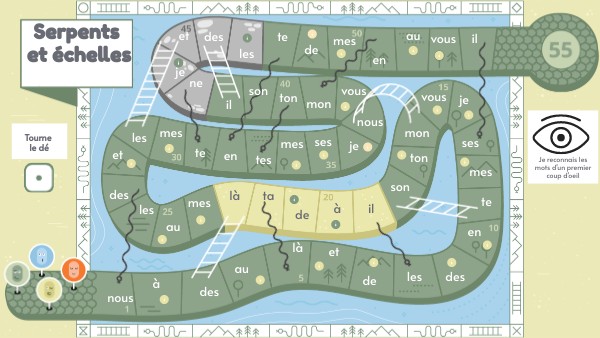 Serpents échelles des mots fréquents (Niveau 1)
