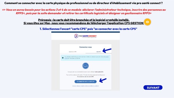 Se connecter avec la carte CPS via pro santé connect