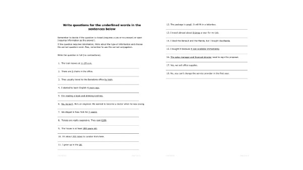 Writing questions - using question words A | Genially