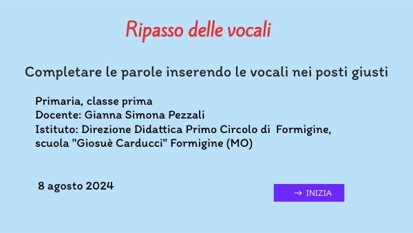 Ripasso delle vocali | Genially