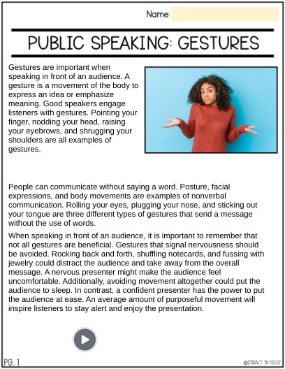 PUBLIC SPEAKING GESTURES