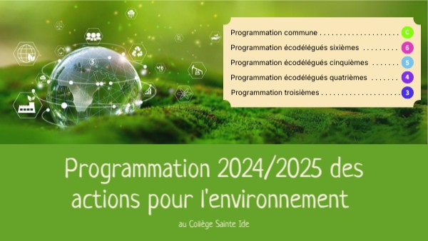Programmation 2024/2025 des actions pour l'environnement à Ste Ide | Genially