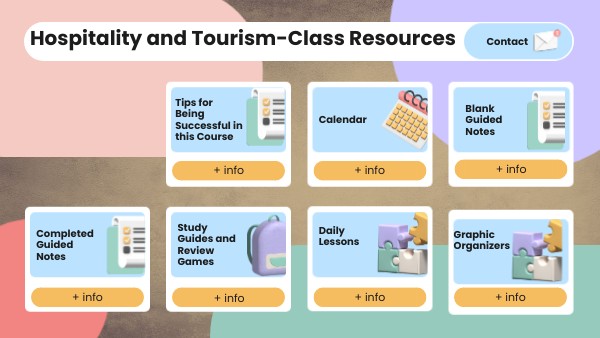 Class Resources-Hospitality and Tourism | Genially