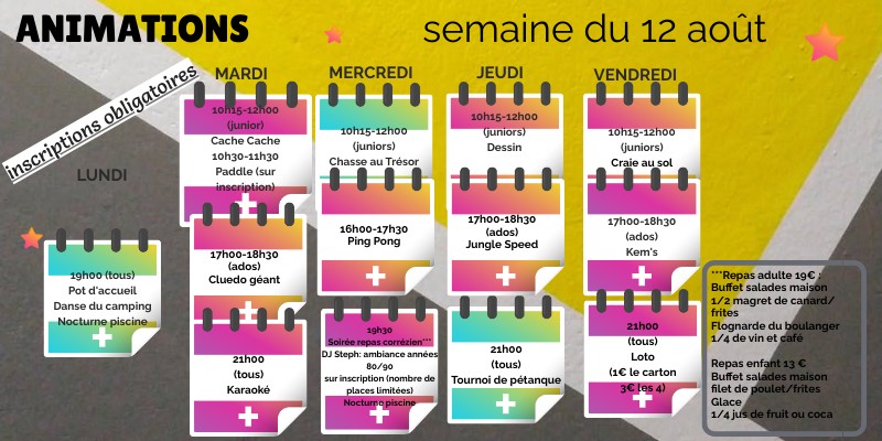 Planning des animations sem 33