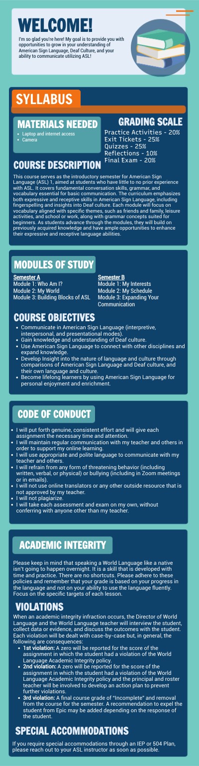 ASL 1A Syllabus | Genially