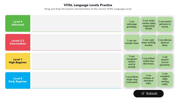 VITAL Language Levels Practice | Genially