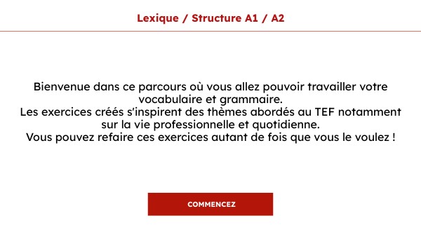 QUEBEC - Lexique / Structure A1/A2