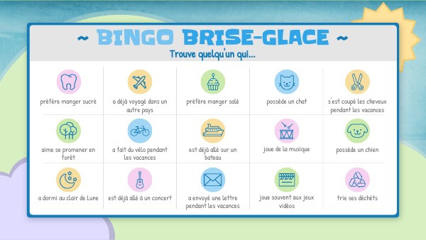 Bingo brise-glace éducation