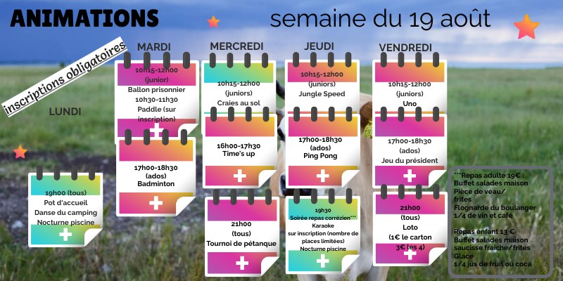 Planning des animations sem 34