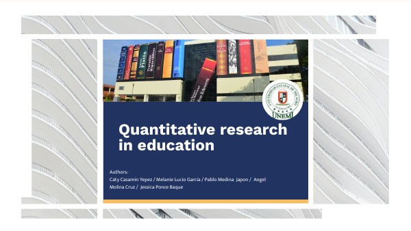 QUANTITATIVE RESERCH IN EDUCATION