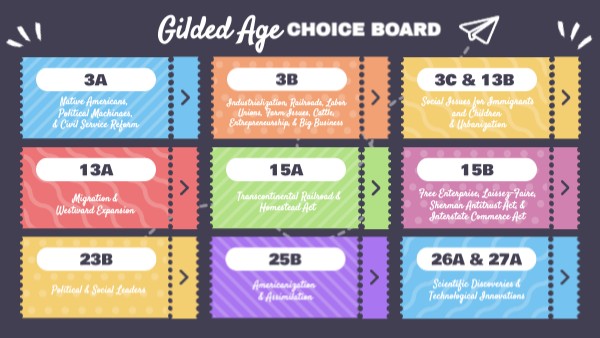 Gilded Age Choice Board | Genially
