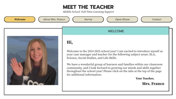 Meet the Teacher: Mrs. Franco (All Subjects Other Than Math)