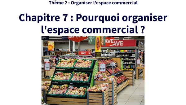 Chapitre 7 : Pourquoi organiser l'espace commercial ? | Genially