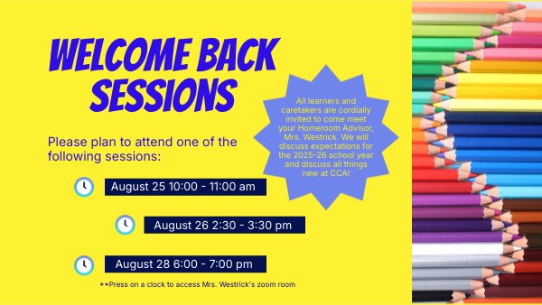 Welcome Back Sessions 24-25