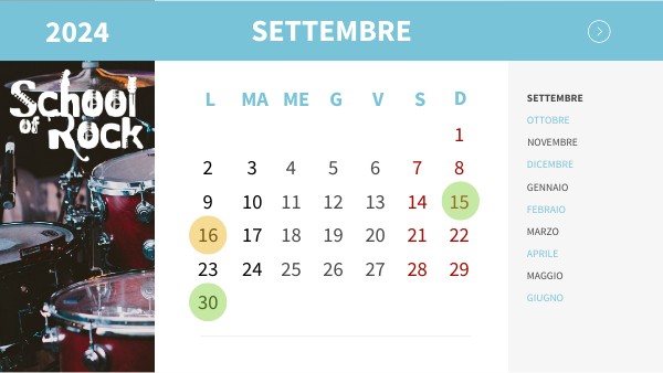 Calendario School of Rock 2024/25