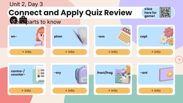 Unit 2, Day 3, Connect and Apply Quiz Review | Genially