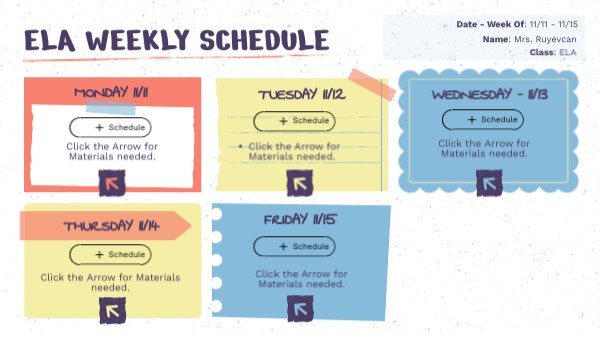 ELA Weekly Schedule 24-25