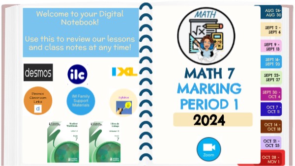 Schenk Math 7 Marking Period 1 2024