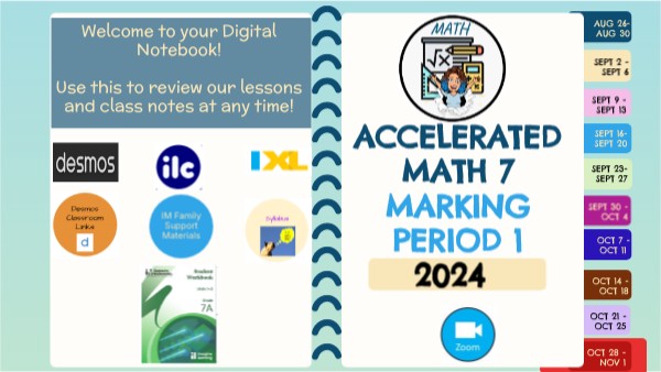 Schenk Accelerated Math 7 Marking Period 1 2024