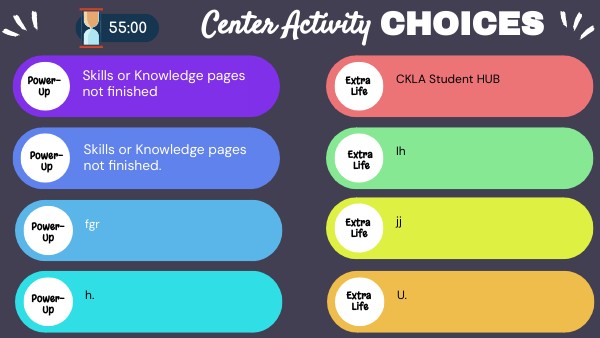 Center Activity board | Genially