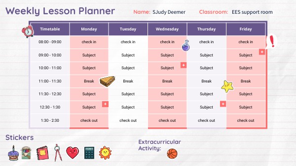 Weekly lesson planner | Genially