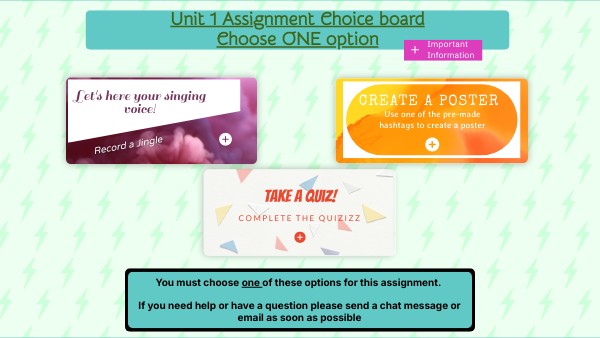 Choice board for Edio lesson-2