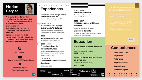 CV interactif Marion Berger | Genially