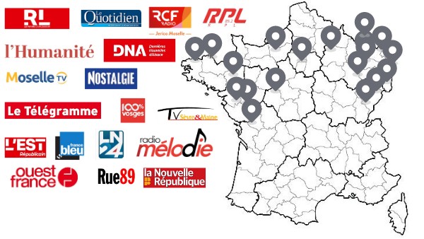 Carte des lieux de stage MJMN 2023