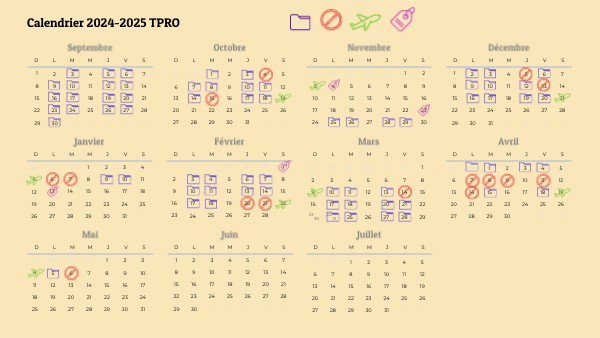 Calendrier 2024-2025 TPRO | Genially