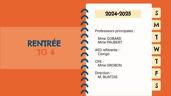 Rentrée TG 6 | Genially