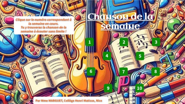 Chanson de la semaine 2024-2025 n°1 | Genially