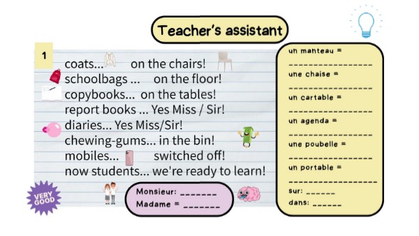 teacher's assistant worksheet