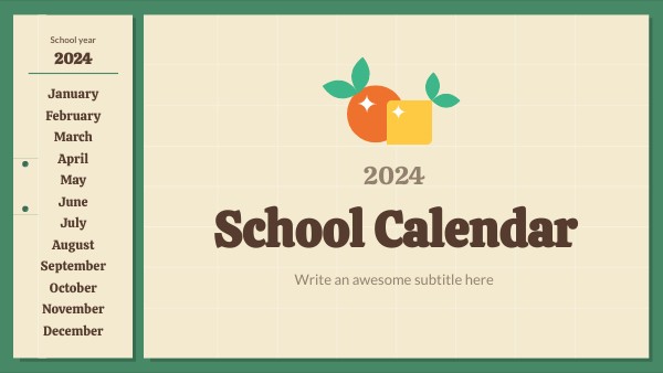 Calendrier scolaire 2024 | Genially