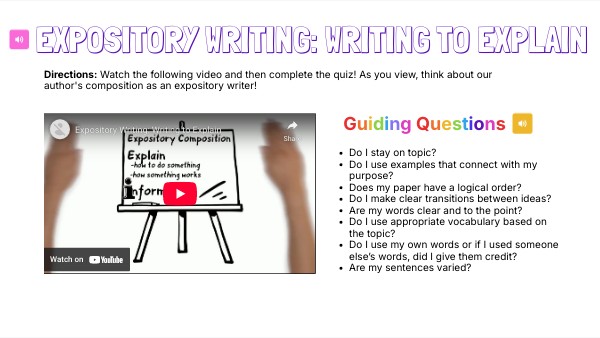 Expository Writing Mini-Lesson