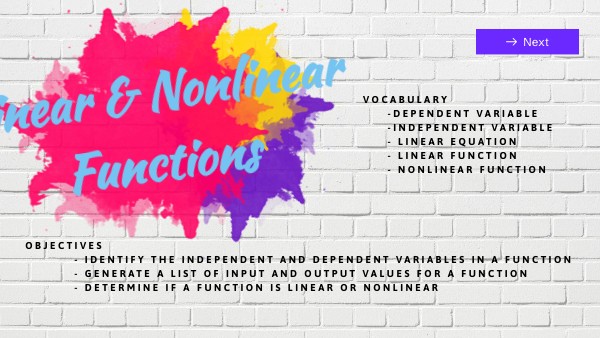 linear/nonlinear functions | Genially